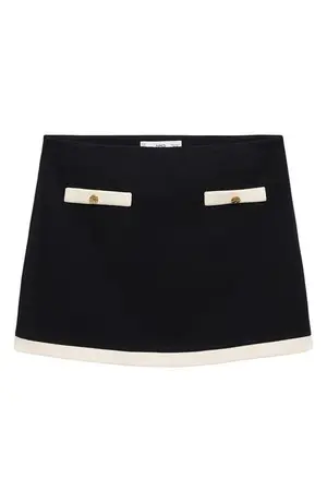 Mango Contrast Knit Mini Skirt