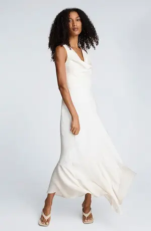KENNETH COLE Asymmetric Sleeveless Cowl Neck Maxi Dress