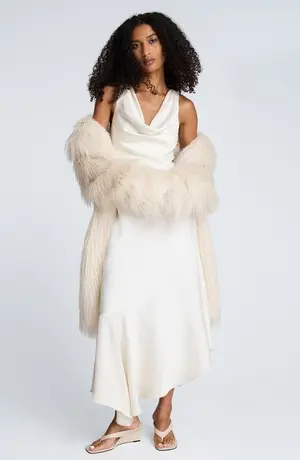 KENNETH COLE Asymmetric Sleeveless Cowl Neck Maxi Dress