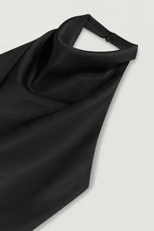 NOCTURNE Satin Halter-neck Draped Top