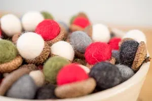 ROOT TO VINE Felt Christmas Acorns- Set Of 15