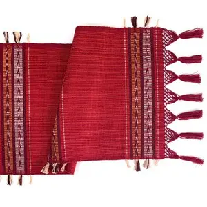 MAYAN HANDS Handwoven Table Runner - Red