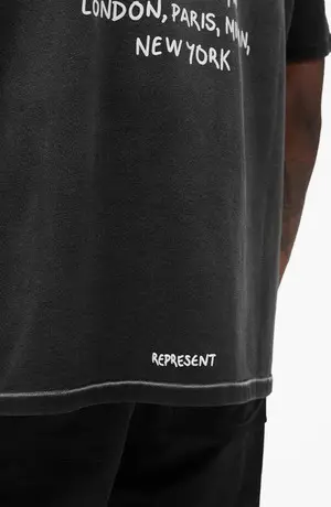 REPRESENT Showcasing Cotton Graphic T-shirt - Stained Black