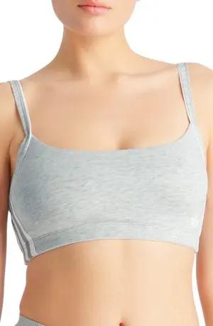 ADIDAS ORIGINALS Scoop Cotton Blend Jersey Bralette - Medium Heather Grey