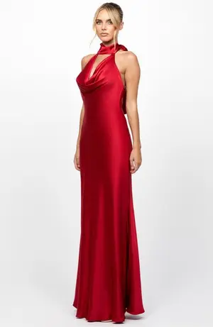 BARIANO Kylee Halter Cowl Maxi Gown