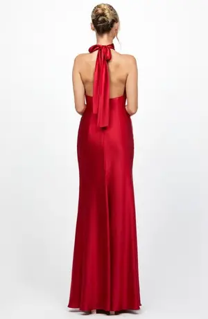 BARIANO Kylee Halter Cowl Maxi Gown