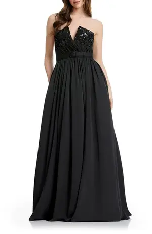 Dress The Population Sequin Detail Strapless Gown