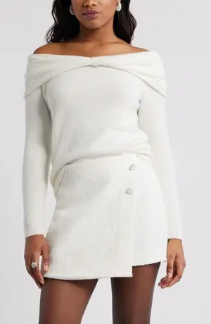 OPEN EDIT Twisted Collar Sweater - Ivory