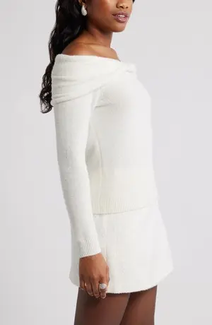 OPEN EDIT Twisted Collar Sweater - Ivory