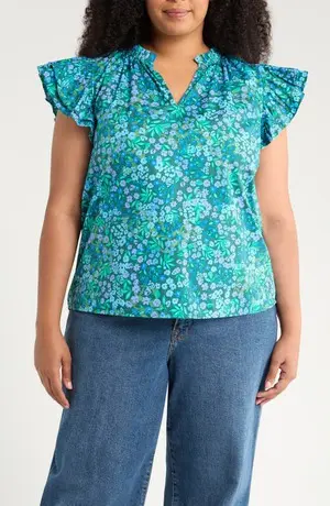 SUGARLIPS Midnight Floral Ruffle Top