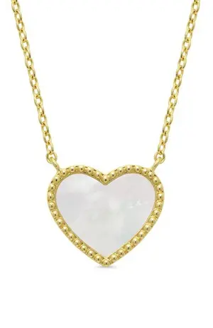 LILY NILY Mother Of Pearl Heart Pendant Necklace - Gold
