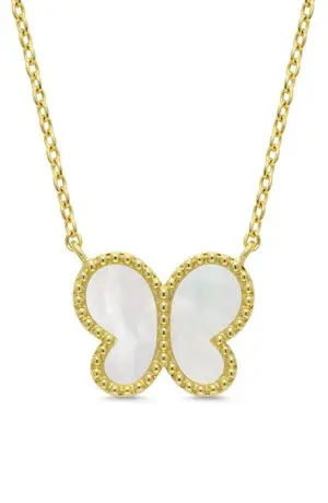 LILY NILY Mother-of-pearl Butterfly Pendant Necklace - Gold