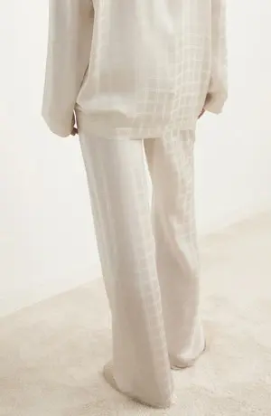 Mango Check Pajama Pants - Ivory White