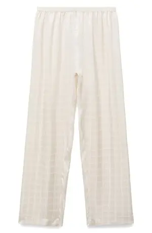 Mango Check Pajama Pants - Ivory White