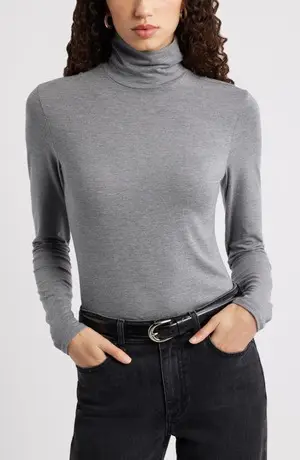 Nordstrom Turtleneck Knit Top - Grey Dark Heather