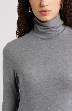 Nordstrom Turtleneck Knit Top - Grey Dark Heather