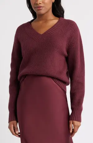 Open Edit V Neck Sweaters For Women