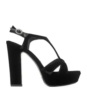 JIMMY CHOO Kesia 120 Velvet Sandals - Black
