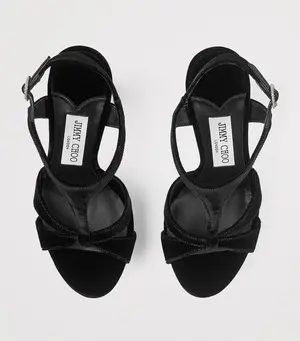 JIMMY CHOO Kesia 120 Velvet Sandals - Black