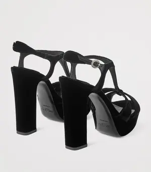 JIMMY CHOO Kesia 120 Velvet Sandals - Black