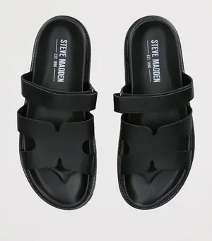 Steve Madden Suede Manu Slides - Black