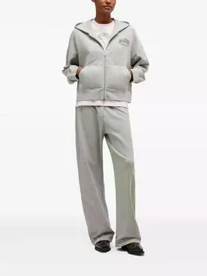 GANNI Logo-print Zip-up Hoodie - Grey