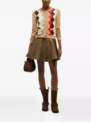 GANNI Argyle Print Wool And Cashmere Cardigan - Brown