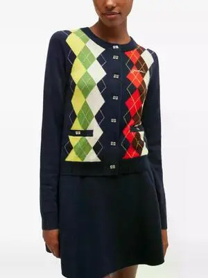 GANNI Argyle Print Cardigan - Blue