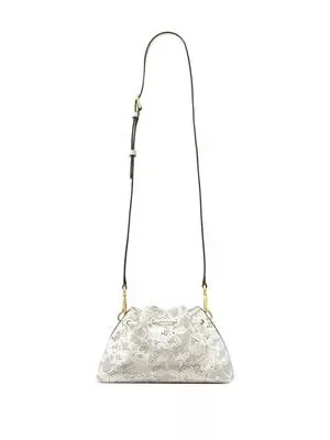 JIMMY CHOO Small Cinch Perforated Lace Shoulder Bag - White