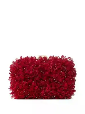 JIMMY CHOO Floral Crystal Embellished Clutch - Red