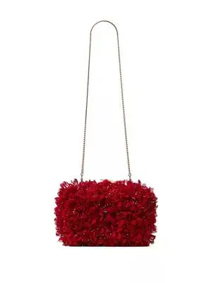 JIMMY CHOO Floral Crystal Embellished Clutch - Red