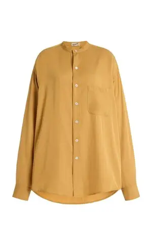 SANDERLAK Oversized Draped Viscose Poplin Shirt - Yellow