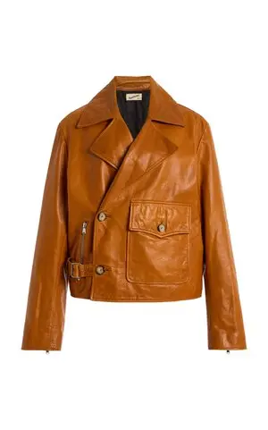 SANDERLAK Leather Moto Jacket - Orange