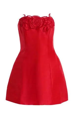 LEO LIN Exclusive Rosario Appliquéd Linen Bustier Mini Dress