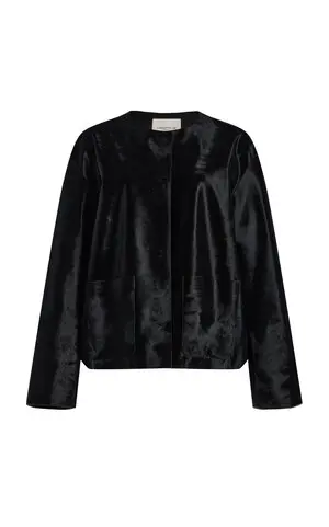 Lafayette 148 New York Calf Hair Patch-pocket Collarless Jacket - Black
