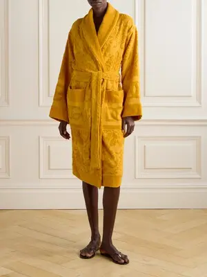 Dolce & Gabbana Cotton-terry Jacquard Robe - Yellow