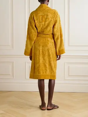 Dolce & Gabbana Cotton-terry Jacquard Robe - Yellow