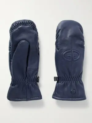 Goldbergh Hilja Logo-embossed Leather Mittens - Blue