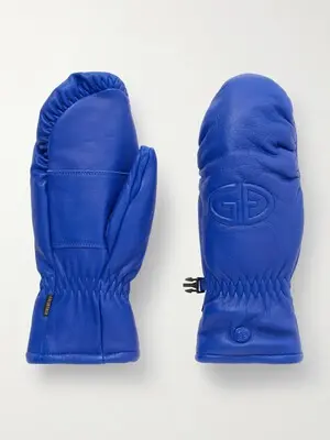 Goldbergh Hilja Logo-embossed Leather Mittens - Blue