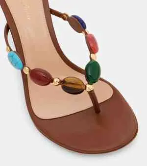 GIANVITO ROSSI Embellished Leather Thong Sandals