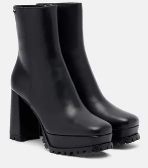 GIANVITO ROSSI Leather Platform Ankle Boots