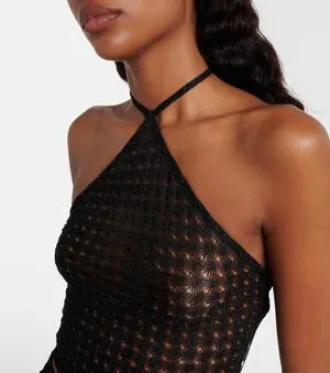 Missoni Open-knit Halterneck Lamé Crop Top - Black