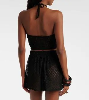 Missoni Open-knit Halterneck Lamé Crop Top - Black