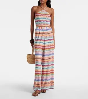 Missoni Zigzag Halterneck Lamé Crop Top - Multicoloured