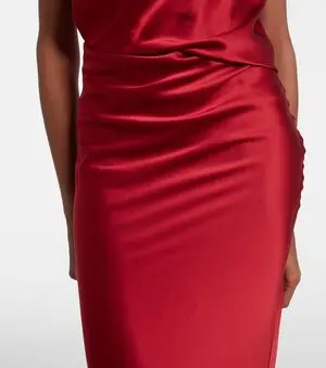 THE SEI Draped Halterneck Silk Gown - Red