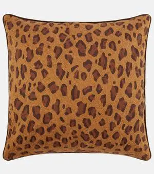 LES-OTTOMANS Cotton And Silk Velvet Cushion - Brown