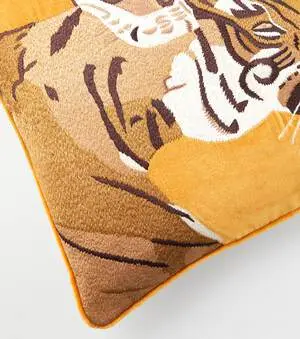 LES-OTTOMANS Embroidered Cotton Velvet Cushion