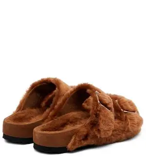 BIRKENSTOCK Arizona Shearling Slides - Brown