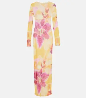 SAME Floral Mesh Maxi Dress - Yellow
