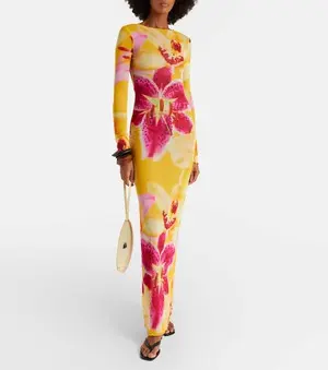 SAME Floral Mesh Maxi Dress
